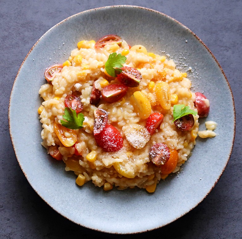 Vegan Corn and Tomato Risotto - A Culinary Cloud